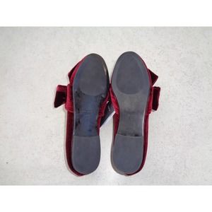 Zara | Shoes | Zara Burgundy Red Velvet Mutton Bow Nonslip Loafer Flats ...